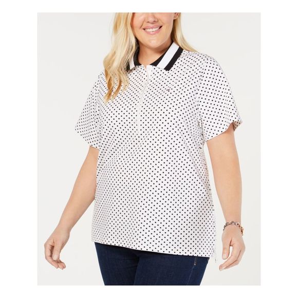Tommy Hilfiger | Tops | Tommy Hilfiger Womens White Polka Dot Short ...